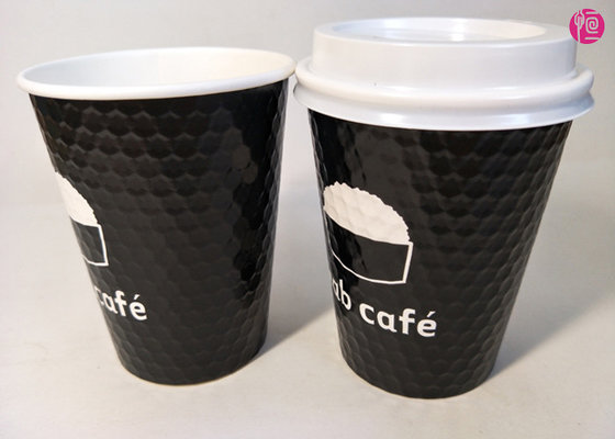 12oz Glossy Printed Insulated Two Layer Double Wall Hot Drink Paper Cups Diamond Shaped supplier