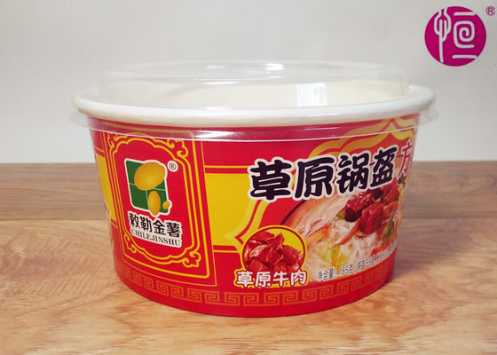 32oz Red Color Printed Take Away Paper Salad Containers Bowls with Clear Lids FDA Certificated supplier