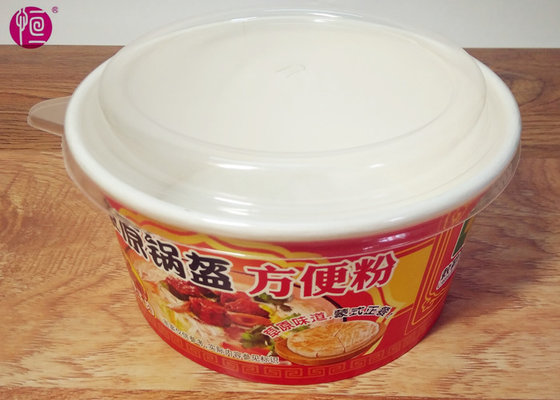32oz Red Color Printed Take Away Paper Salad Containers Bowls with Clear Lids FDA Certificated supplier