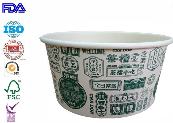 Brown Virgin Paper Soup Containers , Paper Serving Bowls With Plastic Lids supplier