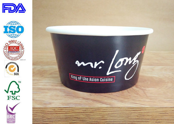 Hot Cake Insulated Paper Food Containers With Lids , Black Disposable Soup Bowls supplier