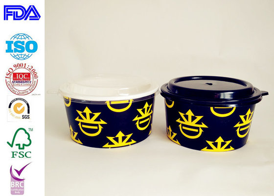 Hot Cake Insulated Paper Food Containers With Lids , Black Disposable Soup Bowls supplier