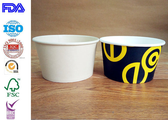 Brown Virgin Paper Soup Containers , Paper Serving Bowls With Plastic Lids supplier