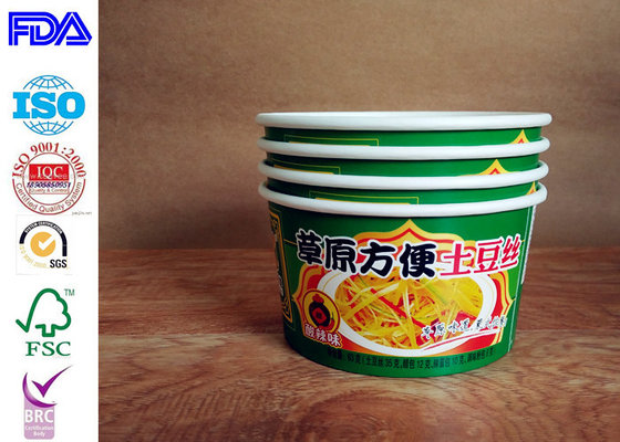 Brown Virgin Paper Soup Containers , Paper Serving Bowls With Plastic Lids supplier