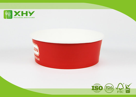 32oz Red Color Printed Take Away Paper Salad Containers Bowls with Clear Lids FDA Certificated supplier