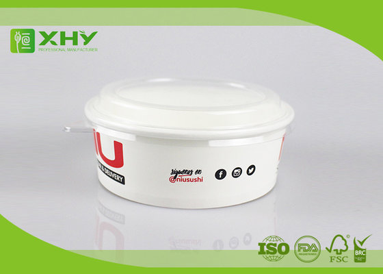 500ml 20oz PE Coated Food Grade Paper Salad Bowls With Plastic Cover / Single Wall supplier