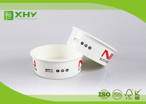 500ml 20oz PE Coated Food Grade Paper Salad Bowls With Plastic Cover / Single Wall supplier