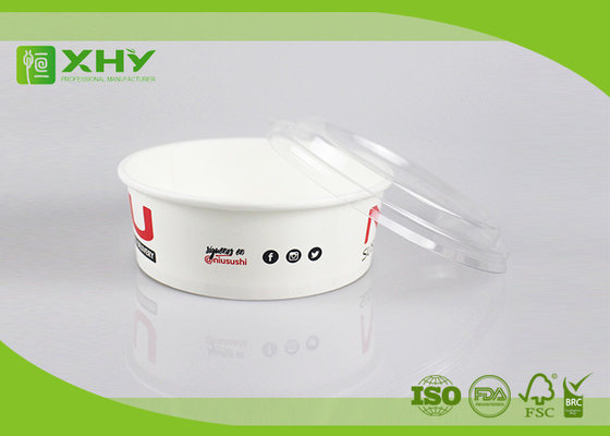 500ml 20oz PE Coated Food Grade Paper Salad Bowls With Plastic Cover / Single Wall supplier