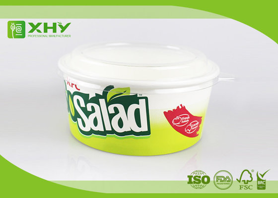 800ml 32oz  Eco Green Fruit Salad Disposable Food Grade Paper Food Box With PET Lid supplier