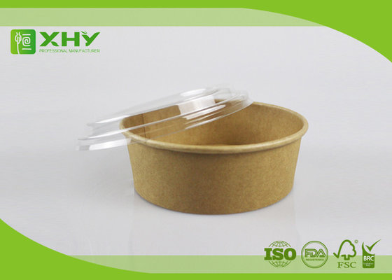 Plain Kraft Wooden Brown Pulp Paper Salad Containers with Clear Lids supplier