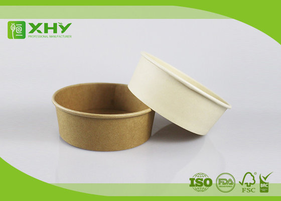 Plain Kraft Wooden Brown Pulp Paper Salad Containers with Clear Lids supplier