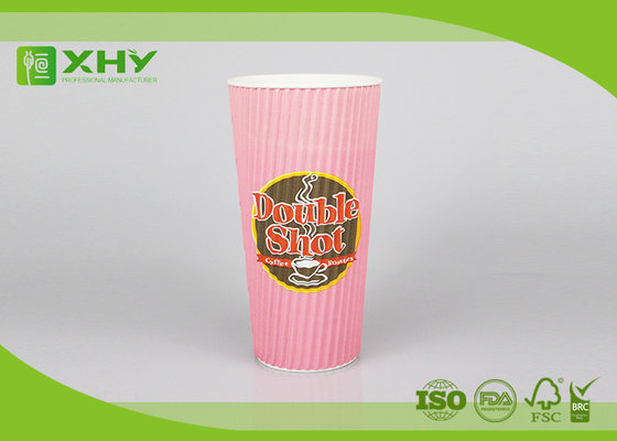 24oz Corrugated Bigger Recycled Ripple Paper Cups With Neutral Red Black Color Printing supplier