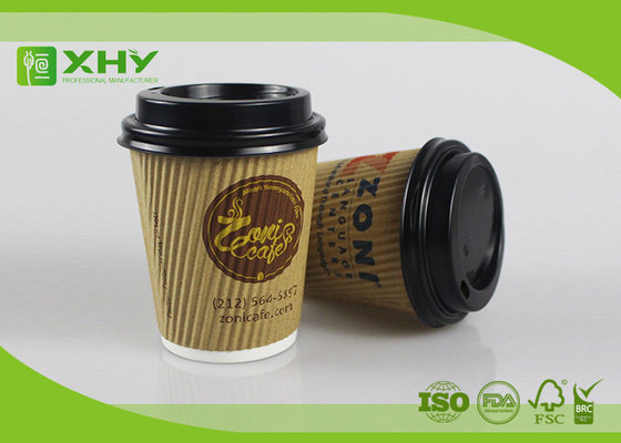 8oz  300ml Eco Recycled Kraft Corrugated Triple Wall Takeaway Coffee Cup With Lid supplier