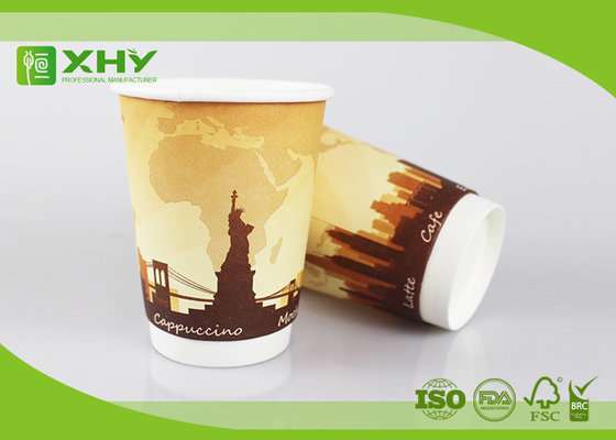 12oz 400ml FDA Certificated Eco-friendly Double Wall Paper Cups with Lids supplier