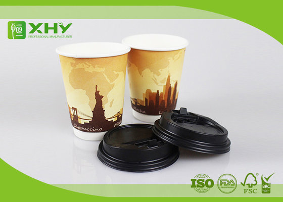 12oz 400ml FDA Certificated Eco-friendly Double Wall Paper Cups with Lids supplier