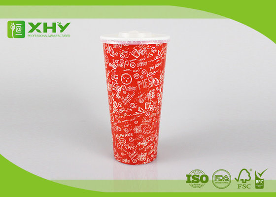 24oz Big Size Eco-Friendly Food Grade Double PE Coated Paper Cups for Cold Drink Soda Coca Cola supplier