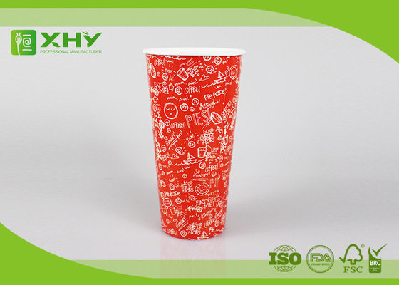 24oz Big Size Eco-Friendly Food Grade Double PE Coated Paper Cups for Cold Drink Soda Coca Cola supplier
