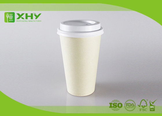 Environmental-friendly 100% 16oz Bamboo Pulp Kraft Brown Hot Drink Paper Cups with Lids supplier