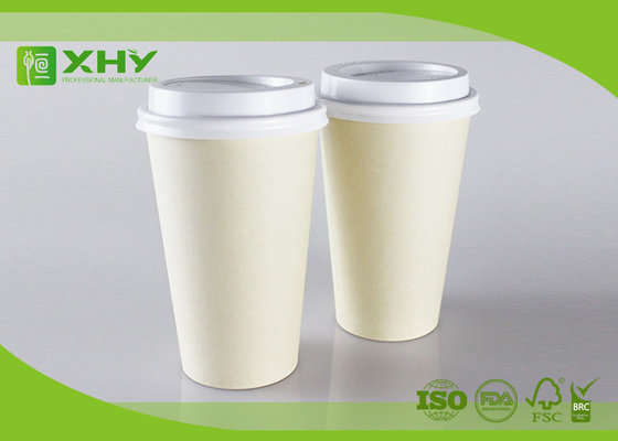 Environmental-friendly 100% 16oz Bamboo Pulp Kraft Brown Hot Drink Paper Cups with Lids supplier