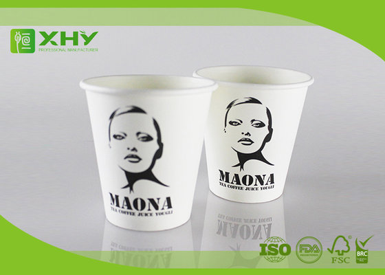 Custom Logo Printed 7oz Single Wall Paper Cups with Lids For Coffee / Milk / Espresso supplier
