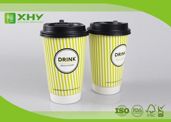 Custom Logo 16oz Double Wall Coffee to Go Paper Cup FDA Certificated with Lids supplier