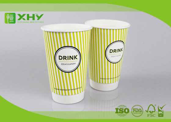 Custom Logo 16oz Double Wall Coffee to Go Paper Cup FDA Certificated with Lids supplier