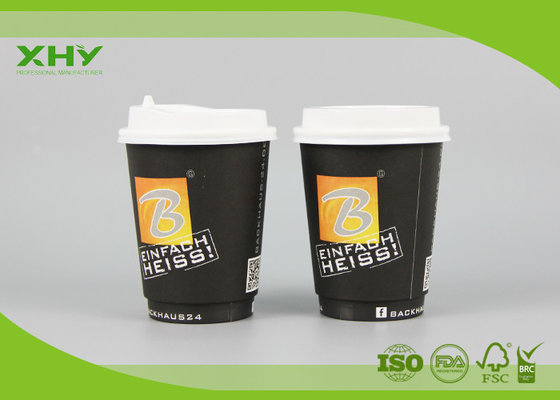 Disposable 12oz 400ml FSC Certificated Double Wall Paper Cups with Black/White Covers supplier