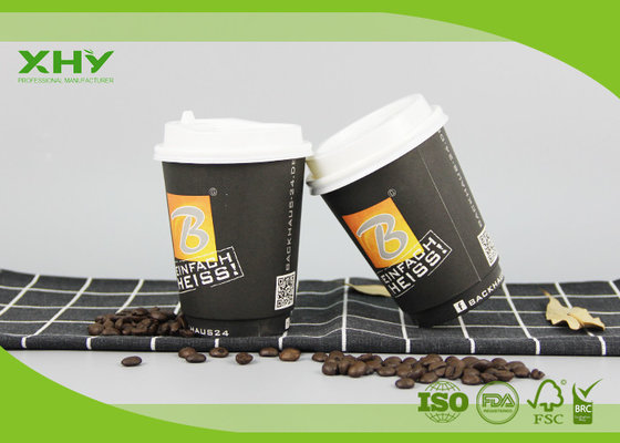 Disposable 12oz 400ml FSC Certificated Double Wall Paper Cups with Black/White Covers supplier