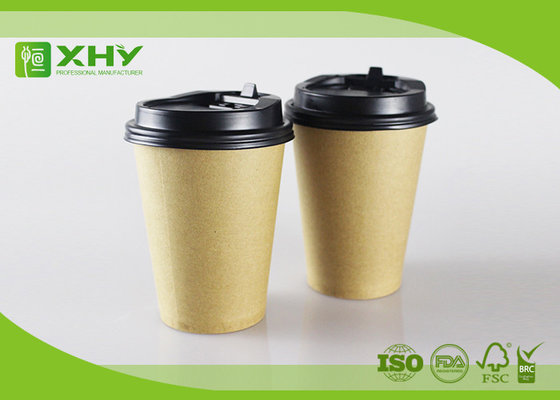 12oz 400ml FDA Certificated Eco-friendly Plain Kraft Brown Single Wall Paper Cups with Lids supplier