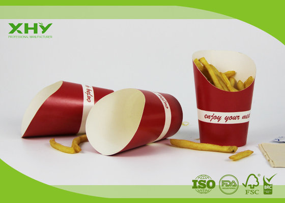 Red Color Printed 9oz French Fries Chip Paper Cups with FDA Certificated supplier