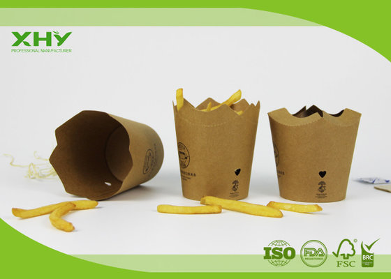 Custom Print  250m Flower Shape Paper French Fries Cups 10oz Kraft Paper supplier