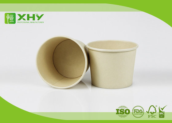12oz 400ml FDA Certificated Eco-friendly Plain Bamboo Kraft Brown Disposable Ice Cream Cups with Lids supplier