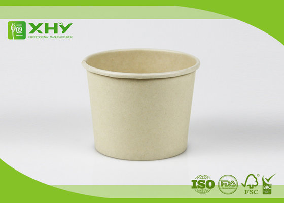 12oz 400ml FDA Certificated Eco-friendly Plain Bamboo Kraft Brown Disposable Ice Cream Cups with Lids supplier