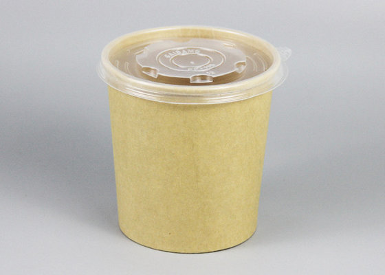 Plain Kraft Wooden Brown Pulp PLA Coated Paper Soup Bowl With Paper Lid supplier