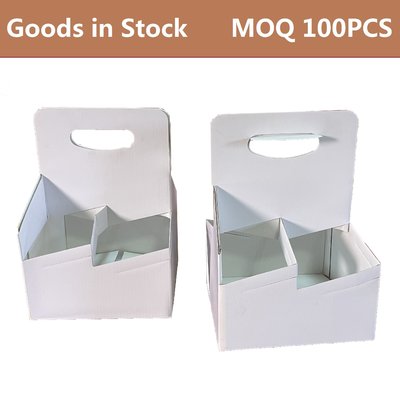 Goods in Stock Wholeasale Cheap Customized Printed Corrugated Paper 2 Coffee Cup Holder with Handle MOQ 100PCS