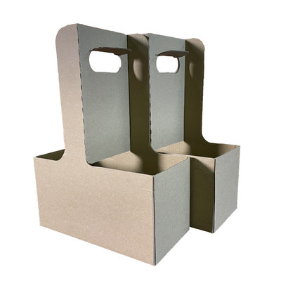 Goods in Stock Wholeasale Customized Printed Corrugated Paper 2 Coffee Cup Holder with Handle MOQ 100PCS
