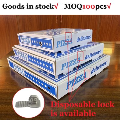 Goods in Stock Wholeasale Corrugated Kraft 8-12 Inch Pizza Box with Disposable Lock, MOQ 100PCS