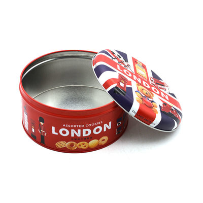 Wholesale Customized Tinplate Biscuit Storage Container Round Metal Box Cookie Tinplate Box Food Tin Biscuit Can