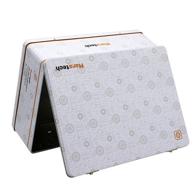 Custom Rectangle Shape Suitcase Tin Box Metal Lunch Tin Can with Lock and Plastic Handle Gift Packaging Tin Box
