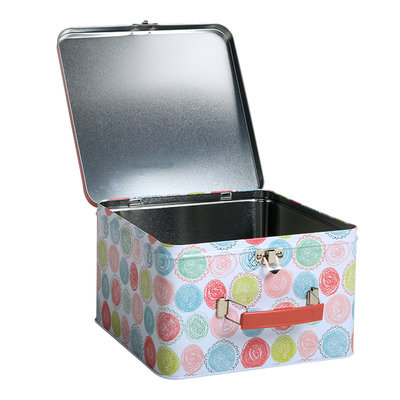 Factory Price Rectangle Shaped Suitcase Tin Box with Handle Custom Metal Lunch Box with Lock Tin Box