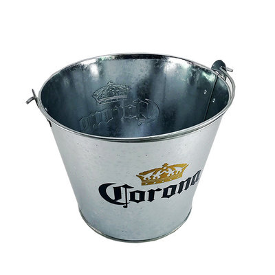 Wholesale Custom Stock Bar Promotional Galvanized Cooler Round Beer Metal Ice Bucket