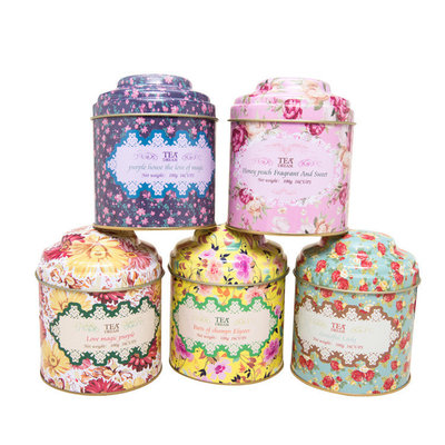 Wholesale Custom Printed Eco Friendly Tea Can Packaging Coffee Metal Empty Sealed Round Double Lid Tea Tin