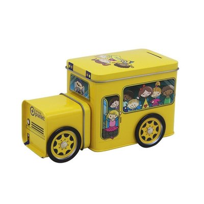 Hot Sale Chocolate Tin for Christmas Gift Tin Boxes Packaging Cookies Tin Box Car Shaped Money Tin with Slot for Toy