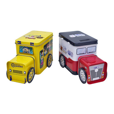 Hot Sale Chocolate Tin for Christmas Gift Tin Boxes Packaging Cookies Tin Box Car Shaped Money Tin with Slot for Toy