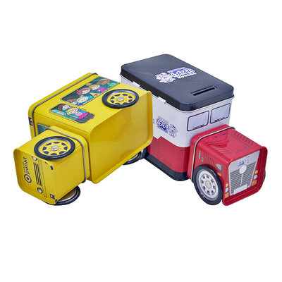 Hot Sale Chocolate Tin for Christmas Gift Tin Boxes Packaging Cookies Tin Box Car Shaped Money Tin with Slot for Toy