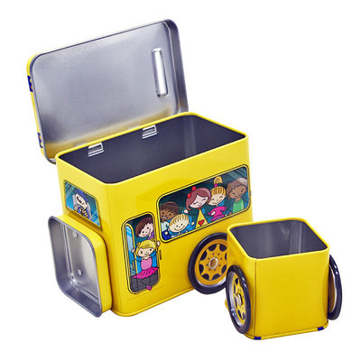 Hot Sale Chocolate Tin for Christmas Gift Tin Boxes Packaging Cookies Tin Box Car Shaped Money Tin with Slot for Toy