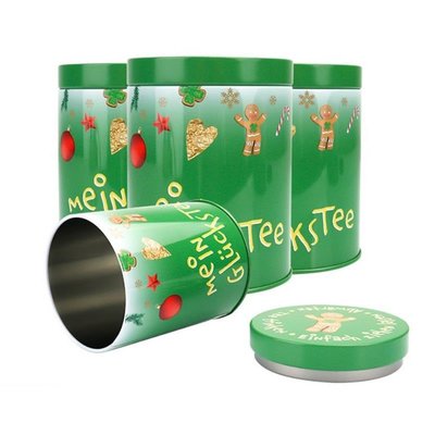 Factory Hot Sale Food Grade Tinplate Container Cylindrical Metal Box Packaging Christmas Gift Candy Cookie Tin Can