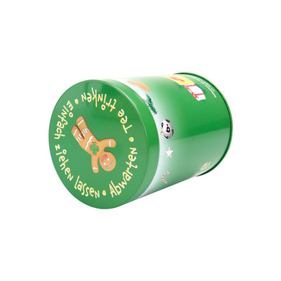 Factory Hot Sale Food Grade Tinplate Container Cylindrical Metal Box Packaging Christmas Gift Candy Cookie Tin Can