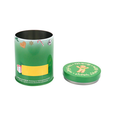 Factory Hot Sale Food Grade Tinplate Container Cylindrical Metal Box Packaging Christmas Gift Candy Cookie Tin Can