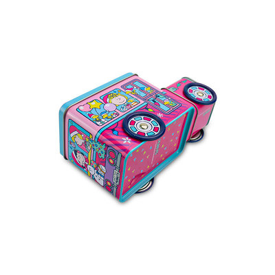 Custom Rectangular Biscuit Candy Promotion Gift Packaging Bus Shape Tin with Wheel